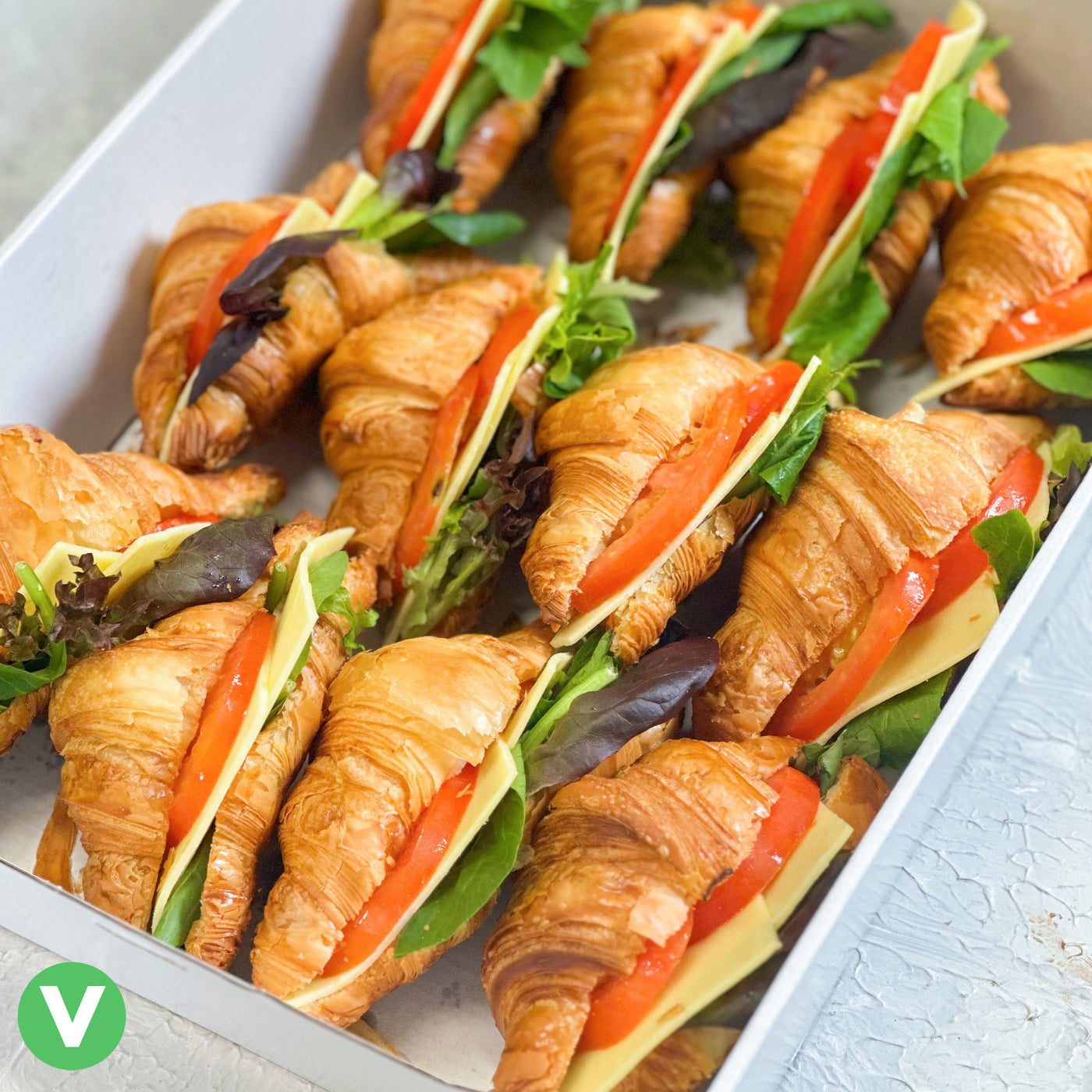 Mini Vegetarian Croissants Box (V) - 12 Croissants/Box - Mr T's Bakery