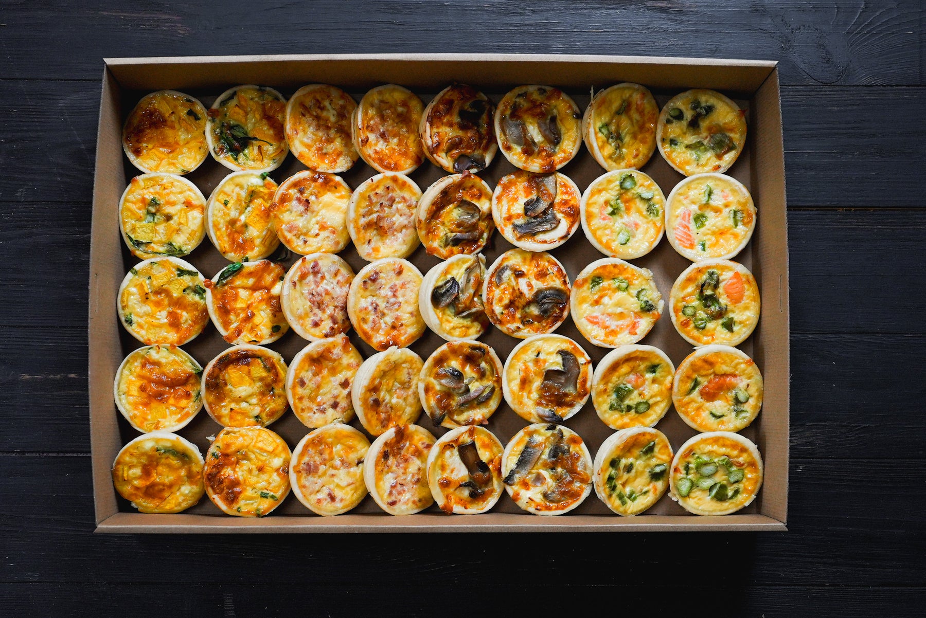 Big Mini Quiches Collection - 40 quiches/box - Mr T's Bakery