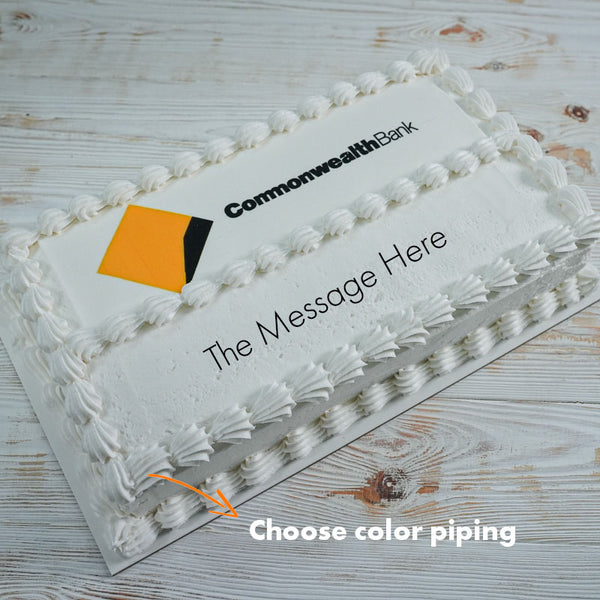 Rectangle Cake With Logo - Mr T's Bakery